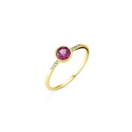 OROLINO Fingerring 585/- Gelbgold Brillant/Rhodolith, weiß