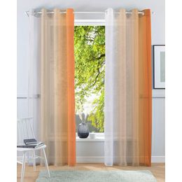 Gardine Valverde, my home, Ösen (2 St), transparent, Voile, Vorhang, 2-er Set, Fertiggardine, Farbverlauf, orange