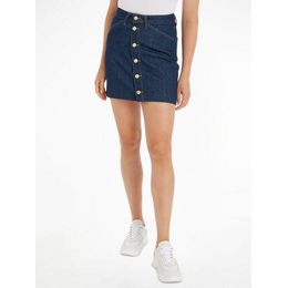 Tommy Hilfiger Jeansrock DNM MINI SKIRT HW NALA Webrock mit durchgehender Knopfleiste, blau