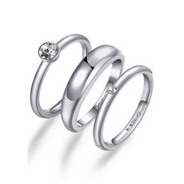 Brosway Ring-Set SYMPHONIA, BYM95A/B/C/D/E, BYM96A/B/C/D/E (Set, 3-tlg), mit Kristallglas, silberfarben|weiß