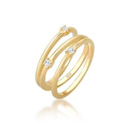 Elli Fingerring Wickelring Zirkonia Filigran 925 Silber, goldfarben