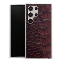 DeinDesign Galaxy S24 Ultra Handy Silikon H&uuml;lle Case transparent Handyh&uuml;lle Leather Crocodile Animal Print Silikon Case