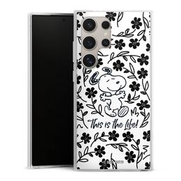 DeinDesign Galaxy S24 Ultra Handy Silikon H&uuml;lle Case transparent Handyh&uuml;lle Peanuts Flowers Snoopy Silikon Case