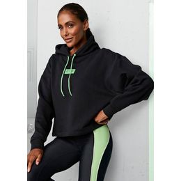 active by Lascana LASCANA ACTIVE Hoodie schwarz Gr. XS (32/34) für Damen. Mit Aufnäher. Bequem. Nachhaltig.