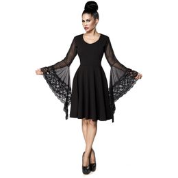 Ocultica Gothic-Kleid mit Trompetenärmel Mittellanges Kleid schwarz in XL