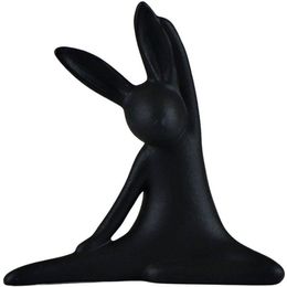 AM Design Osterhase Osterfigur, Yoga-Hase, Höhe ca. 20 cm, Frühjahrsdeko (Set, 2 St), Dekofigur aus Porzellan, Ostern, Osterdekoration, schwarz