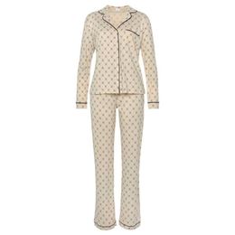 s.Oliver Pyjama (3 tlg) mit Schlafmaske im Set, beige|schwarz