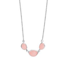 Celesta Silber Halskette 925/- Sterling Silber Rosenquarz rosa 42+3cm Glänzend