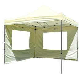 Vcm Falt Pavillon 3x3m champagner+2 Seitenteile (Farbe: Weiß)