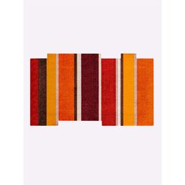 Fußmatte wash+dry by Kleen-Tex Teppiche Gr. B/L: 50 cm x 70 cm, 7 mm, 1 St., orange (terra, gestreift) Fußmatten gemustert