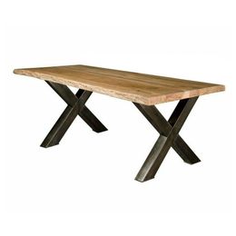dasmöbelwerk Baumkantentisch Esstisch Massivholz Baumkantentisch X-Beine 220 cm