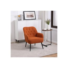 Odikalo Polsterstuhl Einzelstühle Einzelsofa Sessel Metallbeine Gebrochenes Weiß/Orange