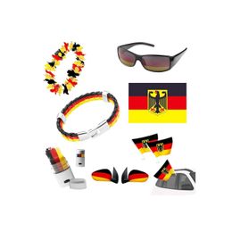 Taffstyle Flagge Fan Set Fanartikel Deutschland Hawaiikette Brille Schmink Armband Auto