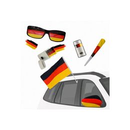 Taffstyle Flagge Auto Fan Set Deutschland Fanartikel Land Fahne Tröte Schminke Brille