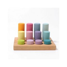 GRIMM´S Spiel und Holz Design Spielbausteine Steckspiel Walzen Pastell 12 Teile Holzspielzeug Stapelsteine