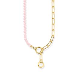 Thomas Sabo Collier mit Gliederkettenelementen und rosa Beads vergoldet