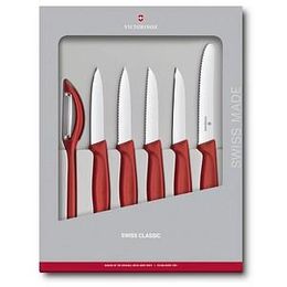 6 Victorinox Gemüsemesser Swiss Classic silber, rot