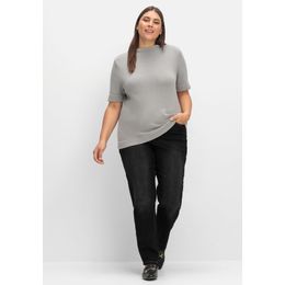 sheego Große Größen: Gerade Jeans mit elastischem High-Waist-Bund, black Denim, Gr.52