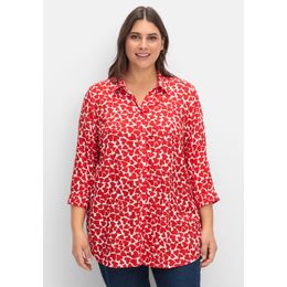 sheego Große Größen: Bluse mit Herz-Alloverprint und 3/4-Ärmeln, rot gemustert, Gr.54