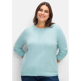 sheego Große Größen: Pullover mit gerippten Abschlüssen, aqua, Gr.44