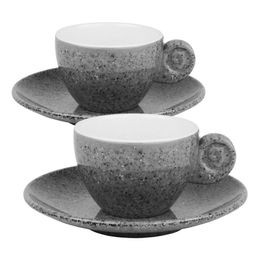 Gimex Espressoset Solid Line, granitgrau/weiß