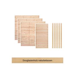 Bm Massivholz Zaun Kurt Set 3.1, (Set), 3 Elemente 180 x 180cm, 1 Element 90x180cm, 5 Pfosten, Länge 190cm, beige