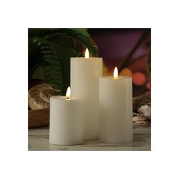 MARELIDA LED-Kerze LED Kerzenset LINA Rustik Optik Echtwachs 3 Größen Timer weiß 3er Set (3-tlg)