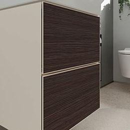 Hansgrohe Xevolos E Waschtischunterschrank 54173730 480x555x475mm, für Handwaschbecken, 2 Schubladen, sandbeige matt, Eiche dunkel