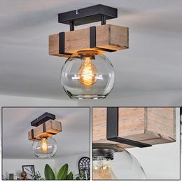 hofstein Montgomery Deckenleuchte Glas 15 cm Naturfarben, Schwarz, 1-flammig