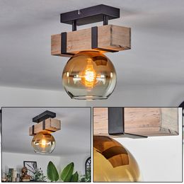 hofstein Montgomery Deckenleuchte Glas 15 cm Naturfarben, Schwarz, 1-flammig