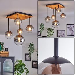 hofstein Chehalis Deckenleuchte Glas 10 cm, 12 cm, 15 cm Naturfarben, Schwarz, 5-flammig