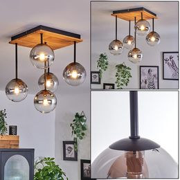 hofstein Chehalis Deckenleuchte Glas 12 cm Naturfarben, Schwarz, 5-flammig