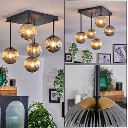 hofstein Chehalis Deckenleuchte Glas 12 cm Gold, Schwarz, 5-flammig