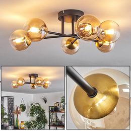 hofstein Chehalis Deckenleuchte Glas 10 cm Gold, Schwarz, 6-flammig