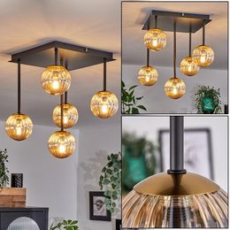 hofstein Chehalis Deckenleuchte Glas 10 cm Gold, Schwarz, 5-flammig
