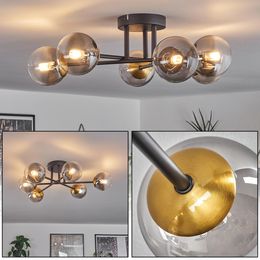 hofstein Chehalis Deckenleuchte Glas 10 cm Gold, Schwarz, 6-flammig
