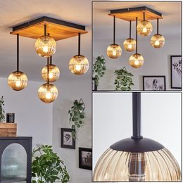 hofstein Chehalis Deckenleuchte Glas 12 cm Naturfarben, Schwarz, 5-flammig