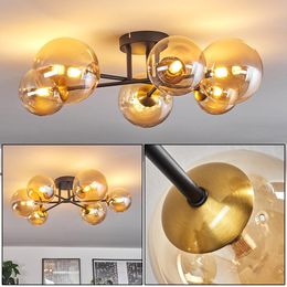 hofstein Chehalis Deckenleuchte Glas 12 cm, 15 cm Gold, Schwarz, 6-flammig
