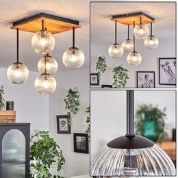 hofstein Chehalis Deckenleuchte Glas 12 cm Naturfarben, Schwarz, 5-flammig