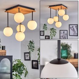 hofstein Chehalis Deckenleuchte Glas 12 cm Naturfarben, Schwarz, 5-flammig