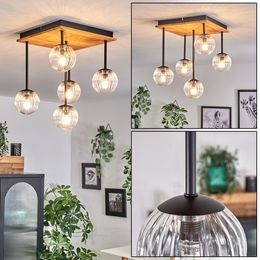 hofstein Chehalis Deckenleuchte Glas 10 cm Naturfarben, Schwarz, 5-flammig
