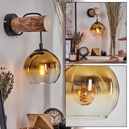 hofstein Koyoto Wandleuchte Glas 15 cm Naturfarben, Schwarz, 1-flammig