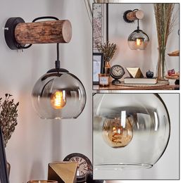 hofstein Koyoto Wandleuchte Glas 15 cm Naturfarben, Schwarz, 1-flammig
