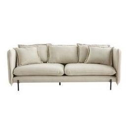 Miliboo Design-Sofa 3/4-Sitzer in beigem Samtstoff und schwarzem Metall ALMAR
