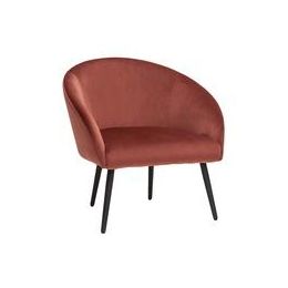 Miliboo Design-Sessel aus rostfarbenem Samtstoff und schwarzen Metallfüßen OLIVIA