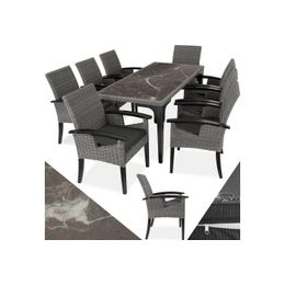 TecTake Sitzgruppe Rattan Tisch Foggia mit 8 Stühlen Rosarno