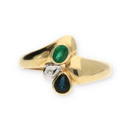 JuwelmaLux Fingerring JuwelmaLux Ring 585/000 (14 Karat) Gold mit Smaragd und Saphir JL30-07 (kein Set