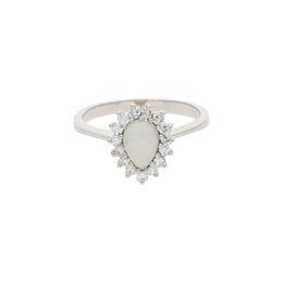 JuwelmaLux Fingerring JuwelmaLux Damenring 585/000 (14 Karat) Weißgold mit Opal und Diamant (kein Set
