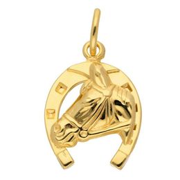 Adelia´s Adelia´s Kettenanhänger 333 Gold Anhänger Pferdekopf im Hufeisen, 333 Gold Goldschmuck für Damen, goldfarben
