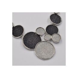 Steuer Collierkettchen Metallcollier mit glitzernder Kreiszierde rhodiumf., grau|silberfarben